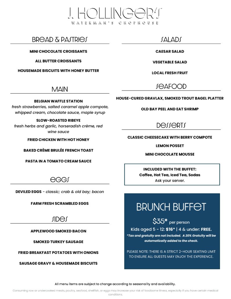 Sunday Brunch Buffet - J. Hollinger's - Silver Spring, MD Restaurant
